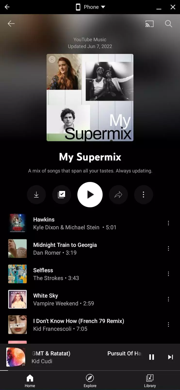 YouTube Music планшетларда UI яңадан уйнау плейлистын чыгара 11200_2