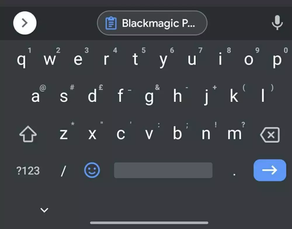 gboard korritzeko arbeleko iradokizunak