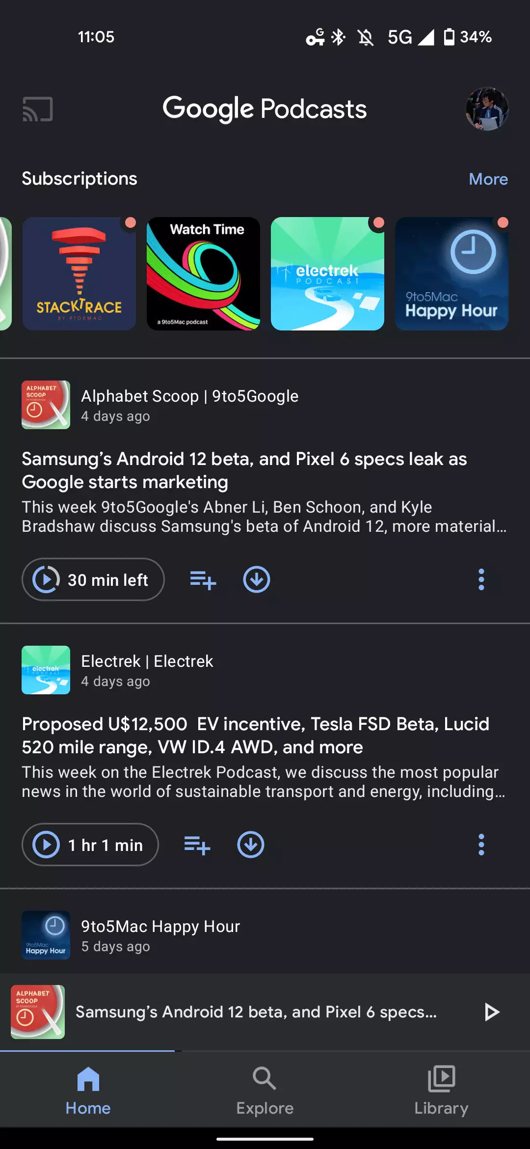 Google Podcasts inowana Material You tweaks, Dynamic Ruvara 11660_2