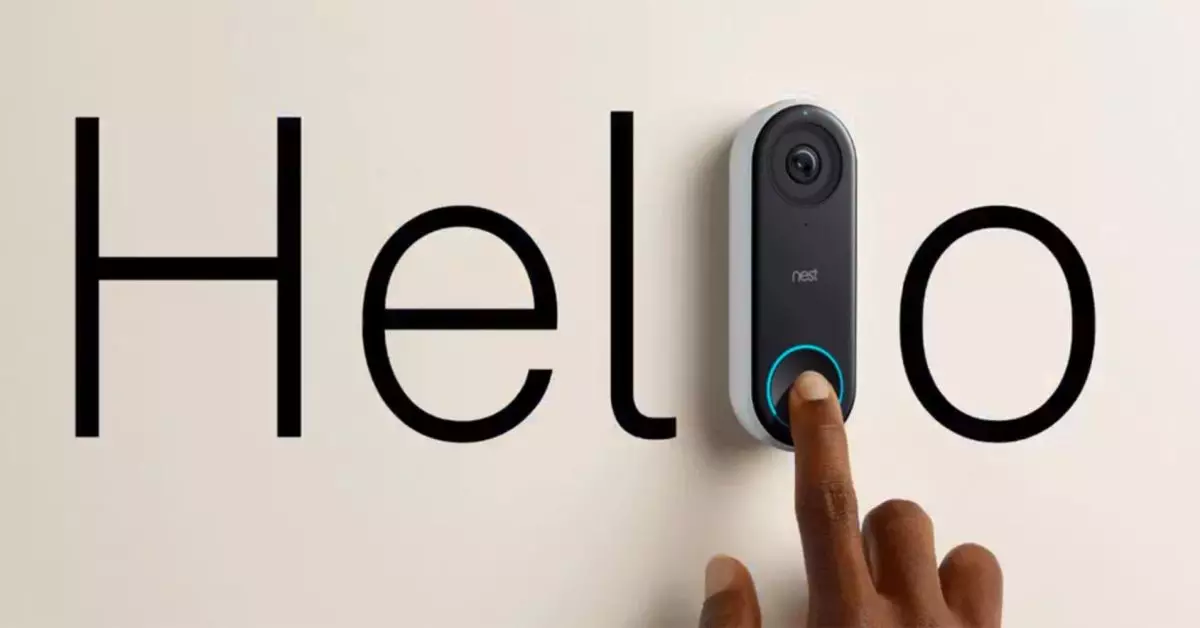 Google Nest zīmola maiņas uzlīmes tiek rādītas uz Nest Hello kastēm