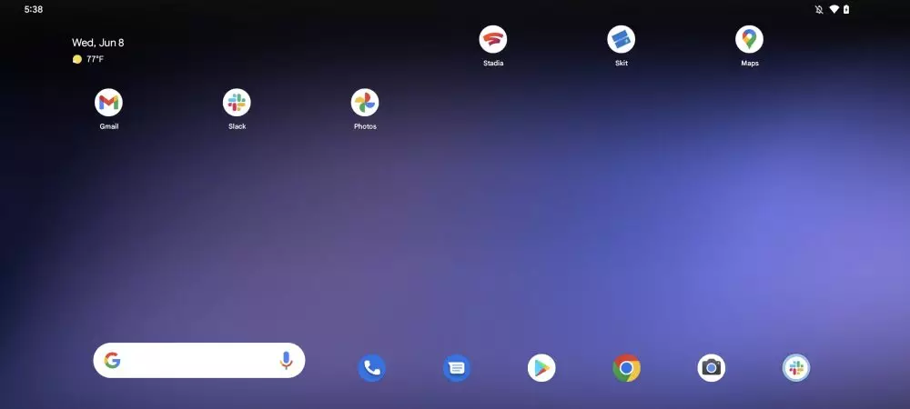 פריסת טאבלט Pixel Launcher עם במבט אחד