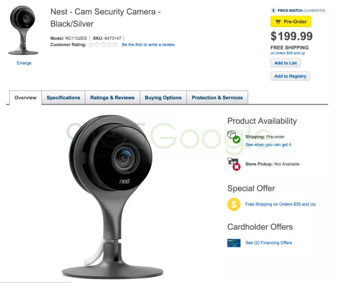 Best Buy prodává novou kameru Nest Cam a software ještě před oficiálním oznámením (galerie)