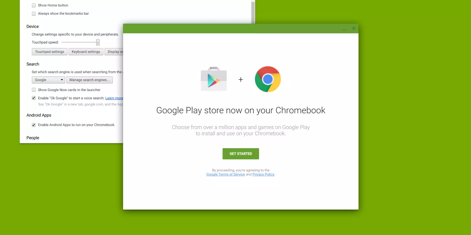 Niektorým používateľom systému Chrome OS sa nakrátko zobrazia aplikácie pre Android a Obchod Play 12919_1