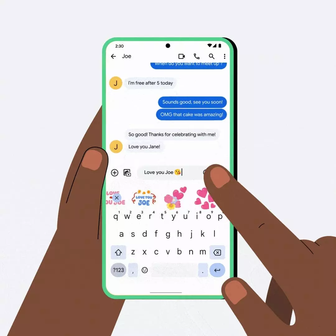 Gboard aangepaste tekststickers