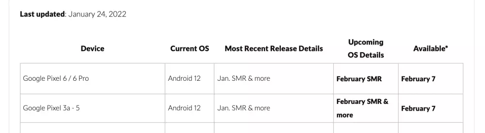 Patch pentru Pixel 6 februarie