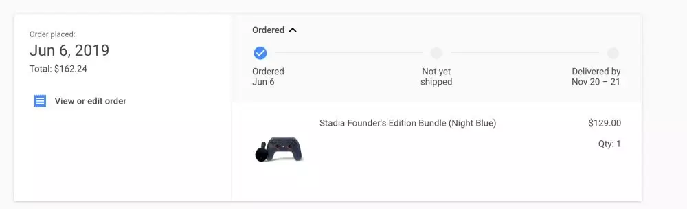 Рӯйхати Google Store санаҳои таҳвили Stadia Founder Edition 14385_2