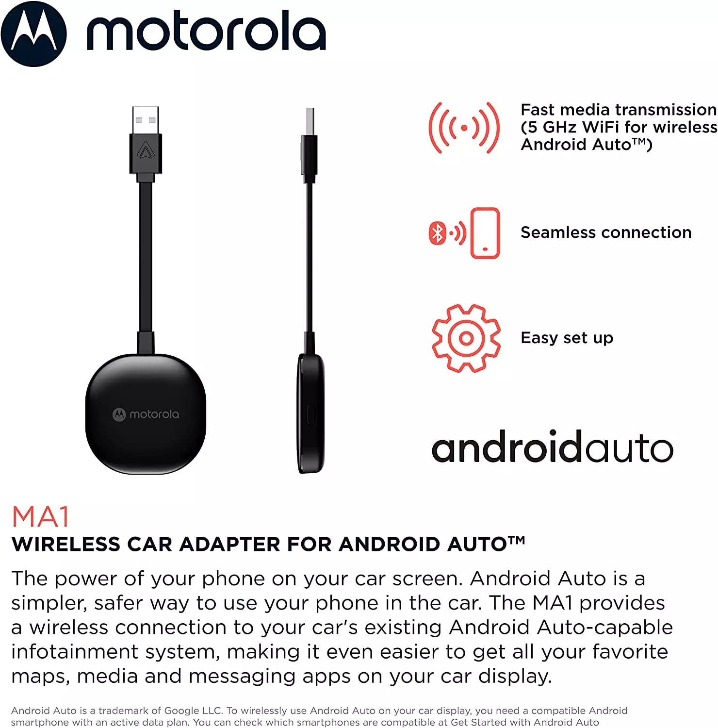 Adaptè Motorola MA1 pote san fil Android Auto nan tout machin 1440_2