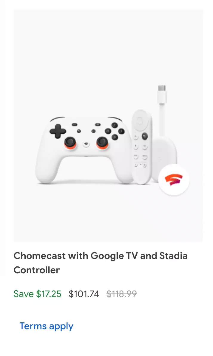 Rabatt på Chromecast Stadia Controller