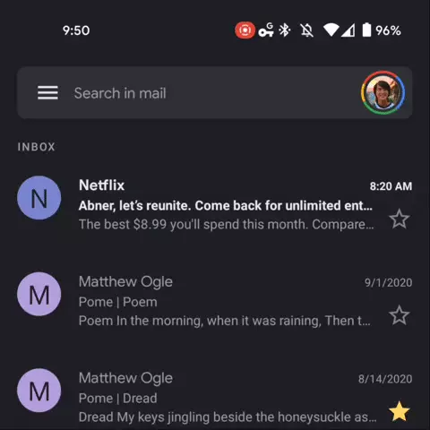 Gmail swipe animation