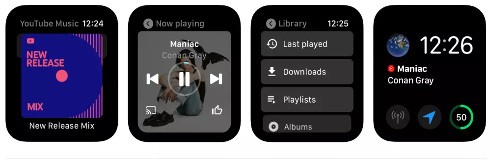 YouTube Music recibe a aplicación Apple Watch antes do cliente Wear OS 15166_2