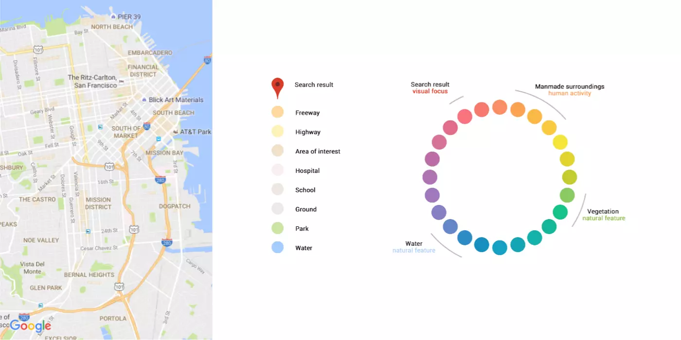 Google Maps para móbiles e web ten un deseño, áreas de interese e alfinetes de cores máis limpos 15313_1