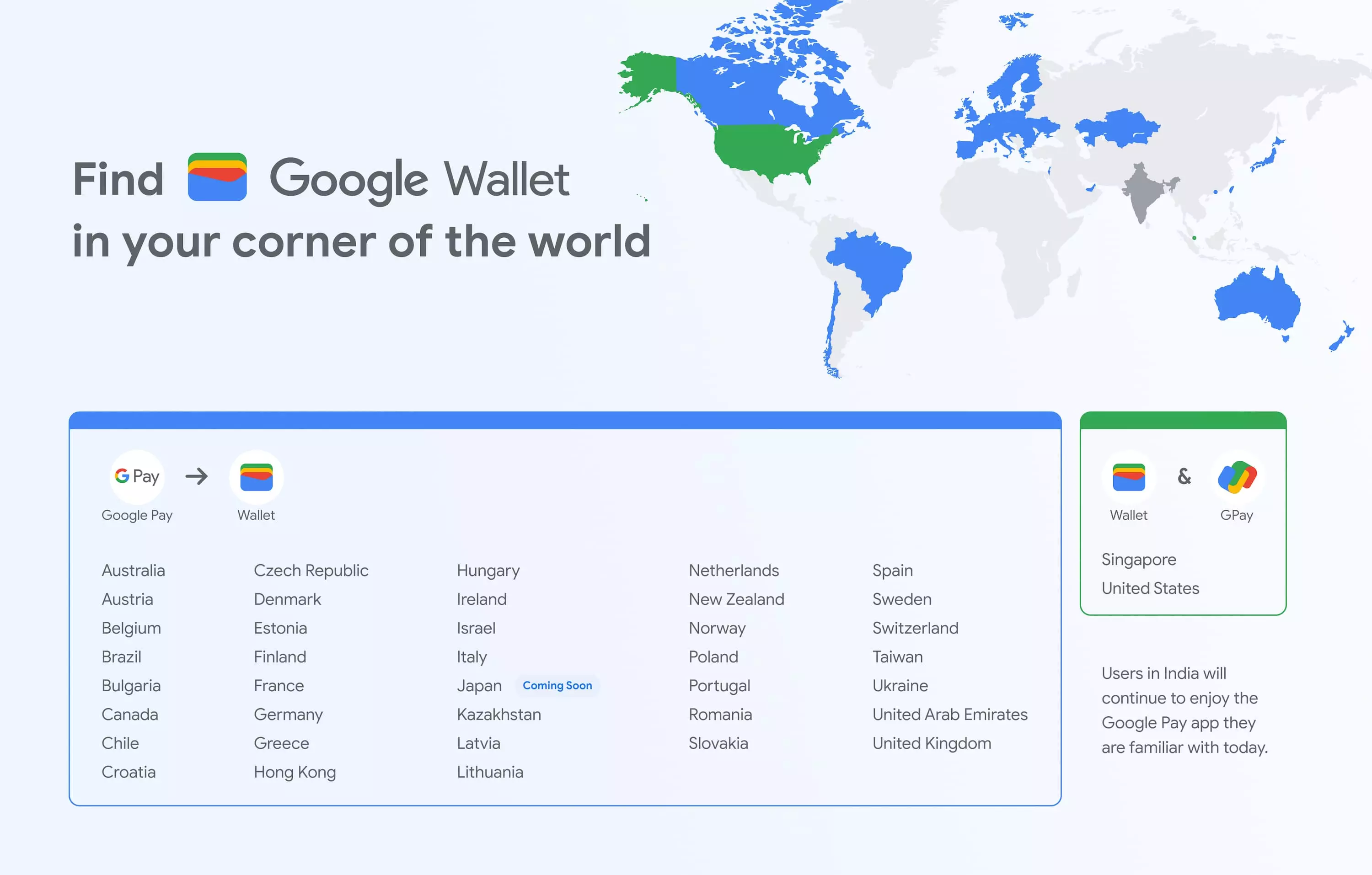 Държави в Google Wallet