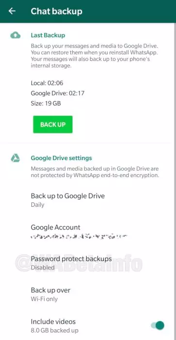 WhatsApp tenimiafina voaaro backups