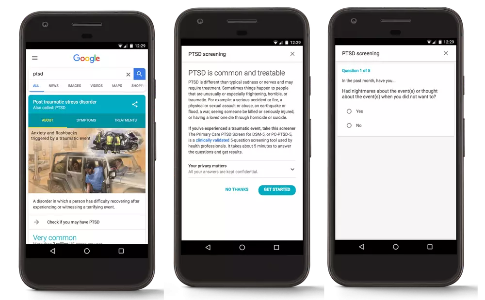 Cuireann Google tráth na gceist scagtha atá bailíochtaithe go cliniciúil le haghaidh PTSD le torthaí Search 17049_2