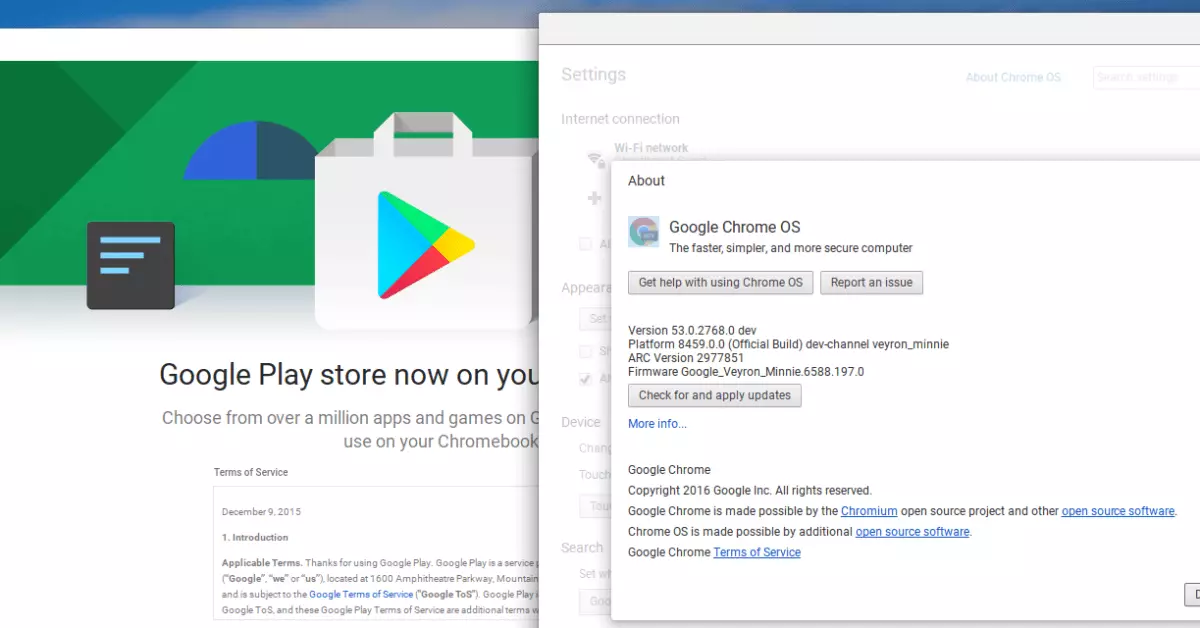 „Android“ programos pateikiamos „Chromebook“ įrenginiuose su „Chrome OS Dev 53“, „Play Store“ tiesiogiai per ASUS Flip