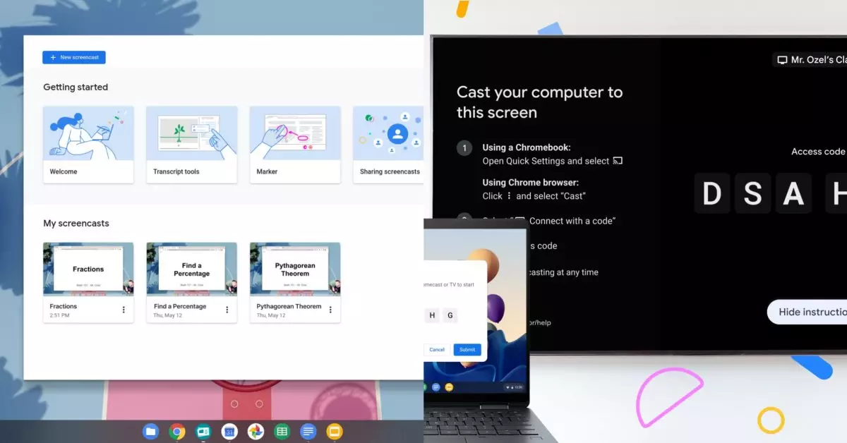 O Chromebook a'oga e maua le Screencast app, Cast moderator