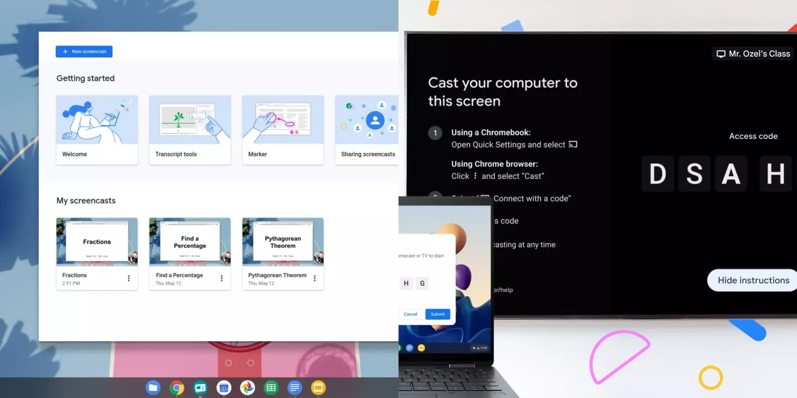 Los Chromebooks escolares obtienen la aplicación Screencast, moderador de Cast 1832_1