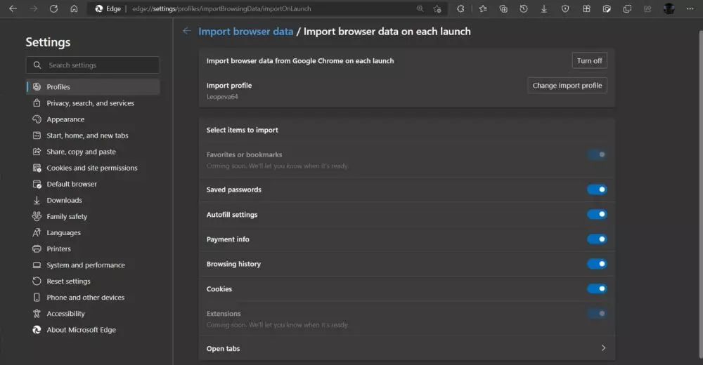 microsoft edge data import chrome
