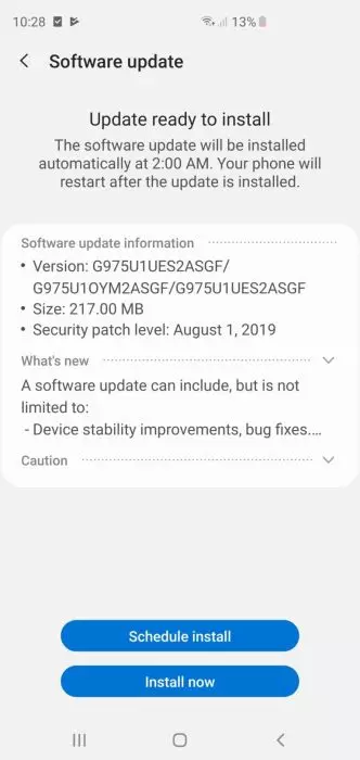 El parche de agosto de 2019 ahora se implementa en Galaxy S9 y S9+ 19646_2