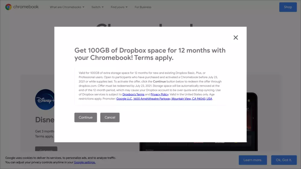 Najnowsza premia Chromebooka oferuje 100 GB darmowego Dropbox 19681_2