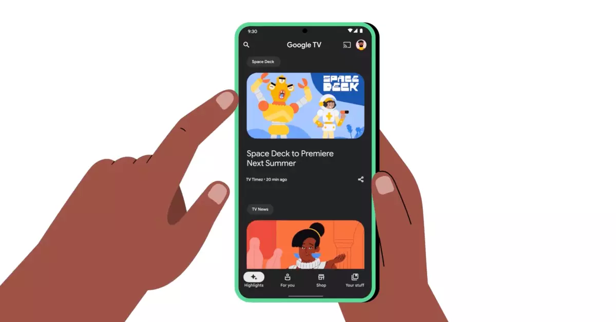 Google TV-apliko ricevas Highlights-fluon de distraj novaĵoj