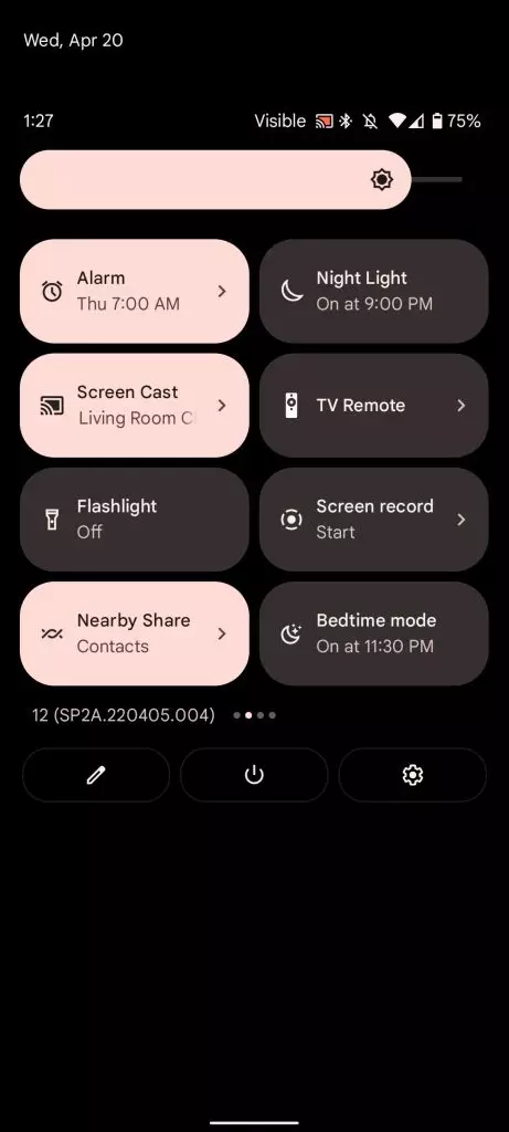 Active Screen Cast hauv Quick Settings