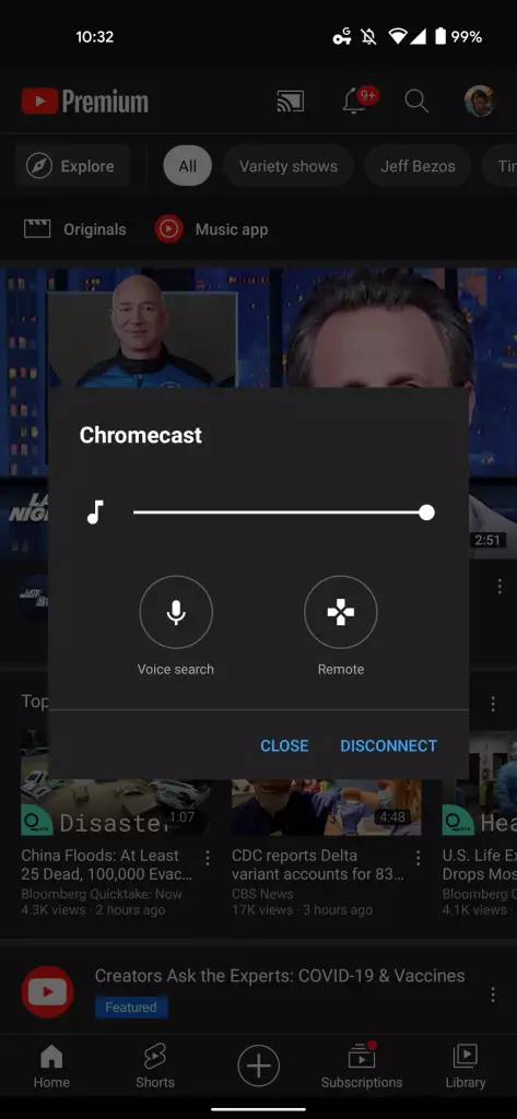 Chromecast e ncha ea YouTube