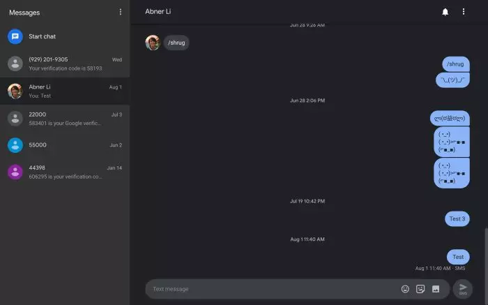 Android Messages for web oppdatert med ulike justeringer av Google Material Theme 22819_3