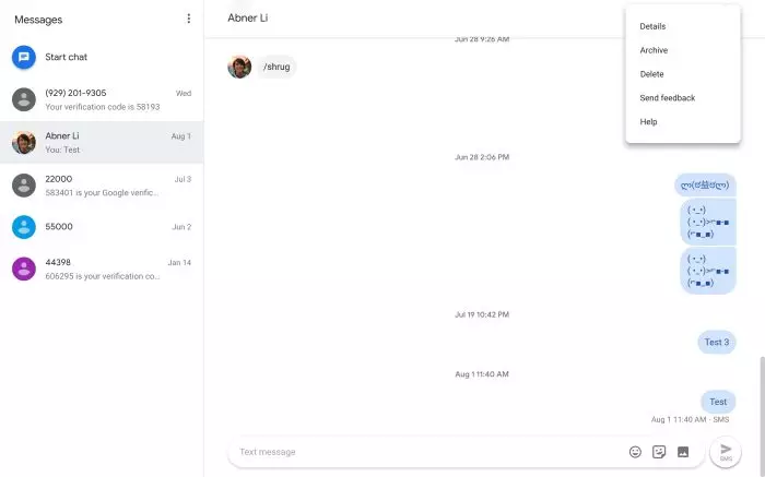 Android Messages za splet je posodobljen z različnimi prilagoditvami Google Material Theme 22819_4