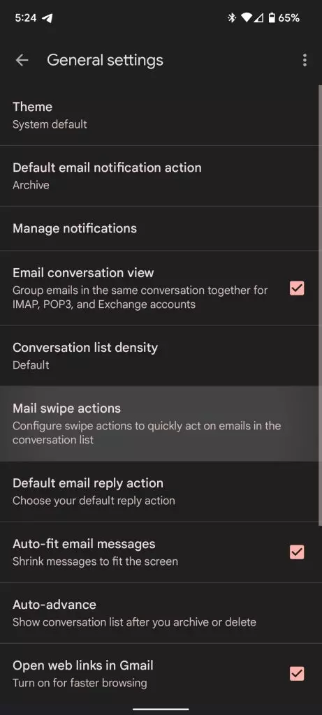 Cum să schimbați acțiunile de glisare pe Gmail pe Android 2292_4
