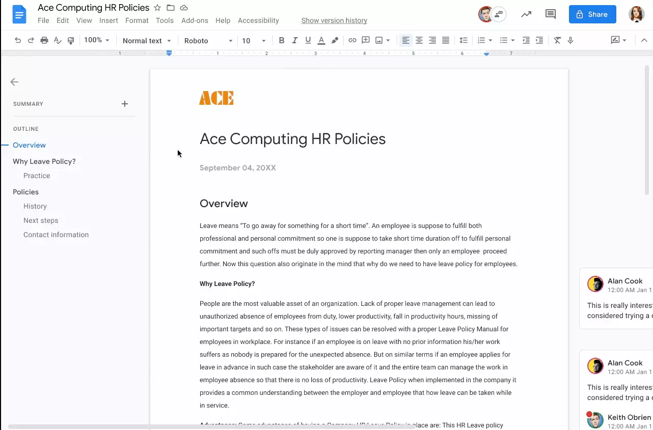 Resums de Google Docs AI