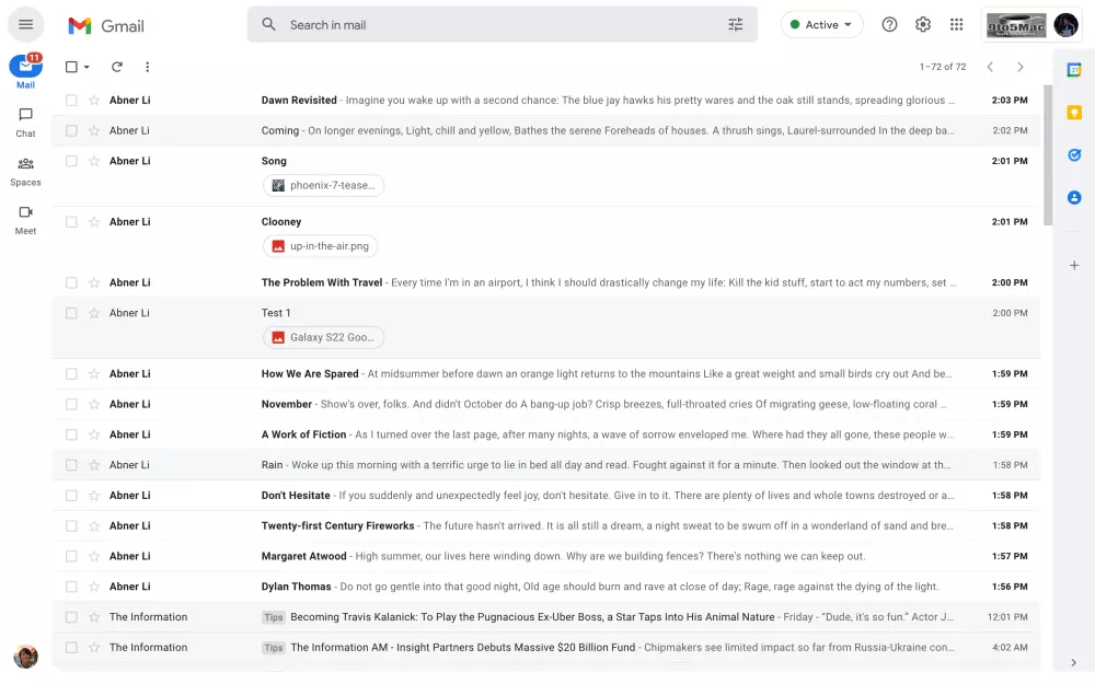 nueva vista de Gmail