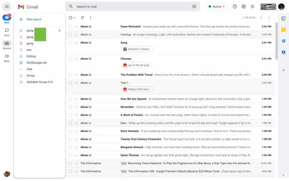 nueva vista de Gmail