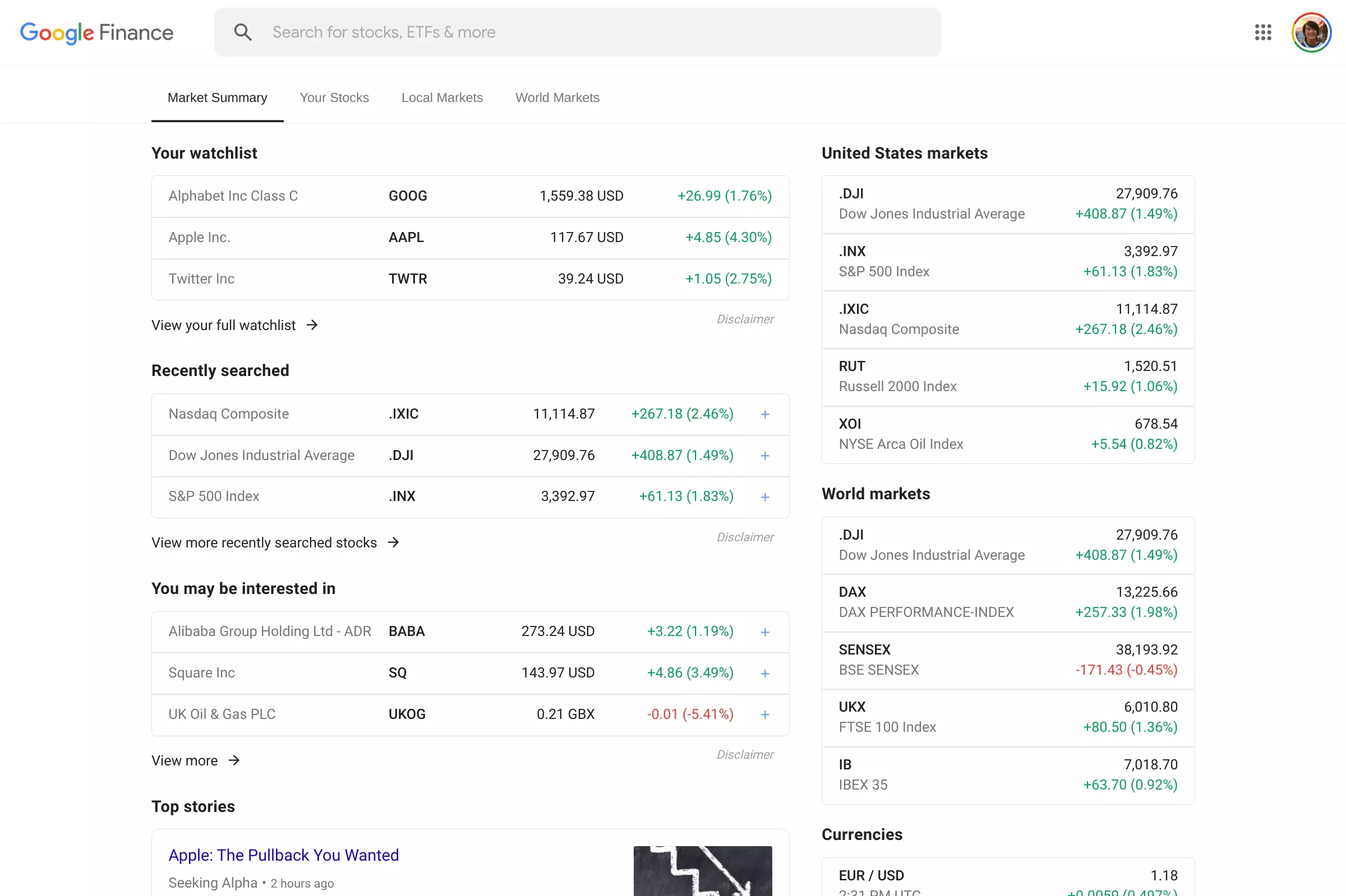 Google Finance mới được thiết kế lại cho máy tính để bàn và web di động 23673_3