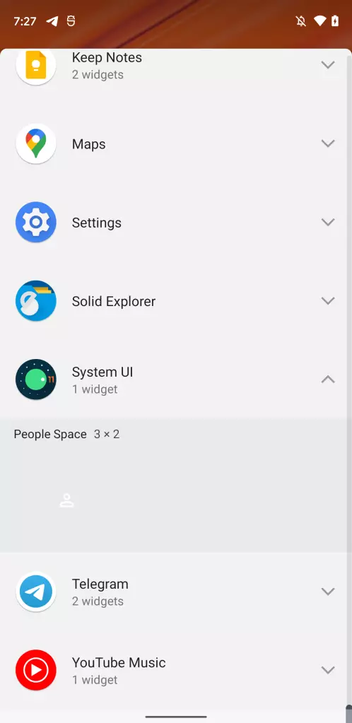 People Space στη λίστα γραφικών στοιχείων Android 12