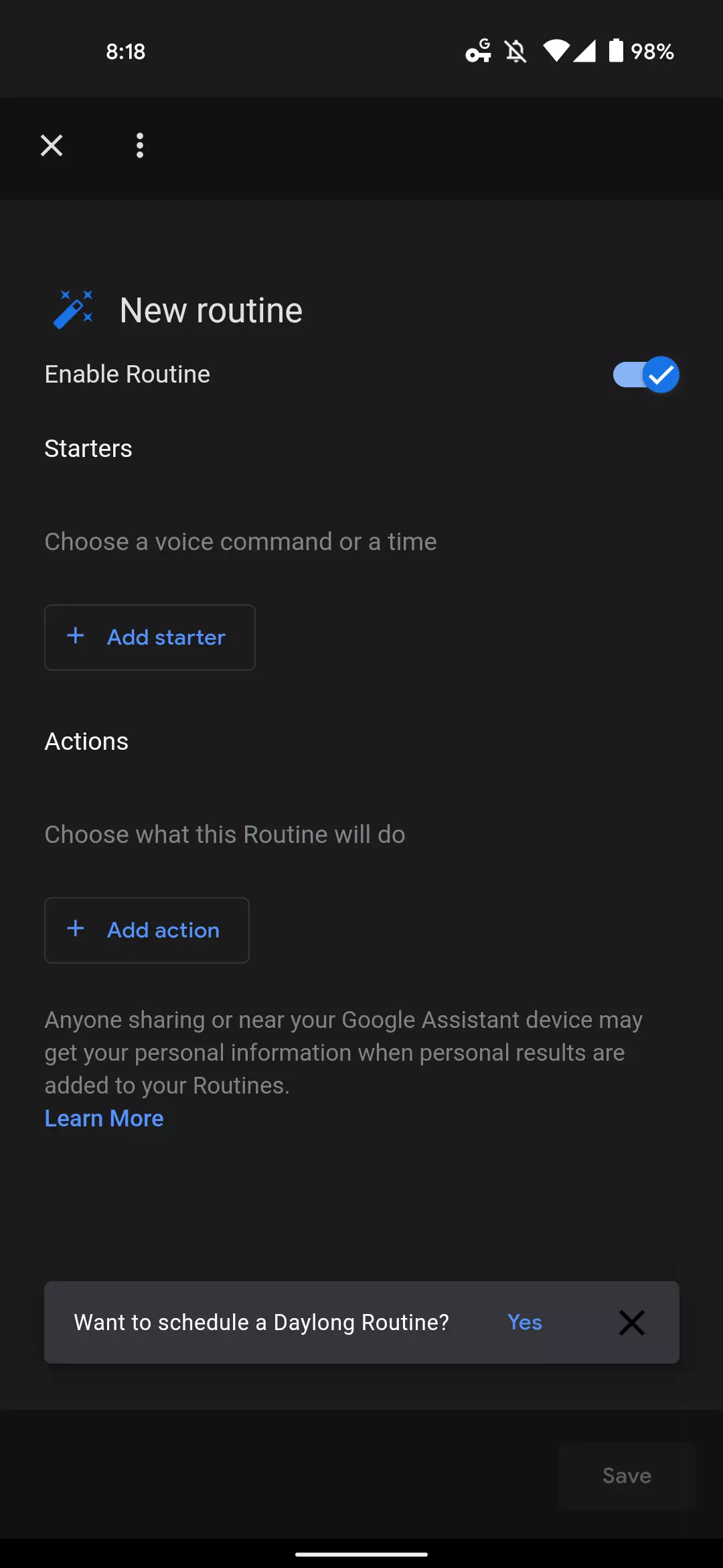 Google Assistant Daylong Routines