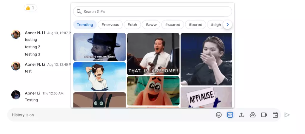 Google Chat нь вэб дээр суурилуулсан GIF хайлтыг авдаг 2398_2