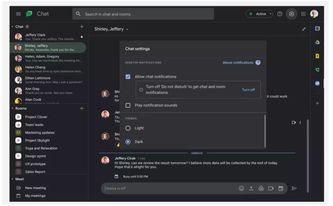 Google Chat PWA yakasviba theme iri kubuda izvozvi 2401_3