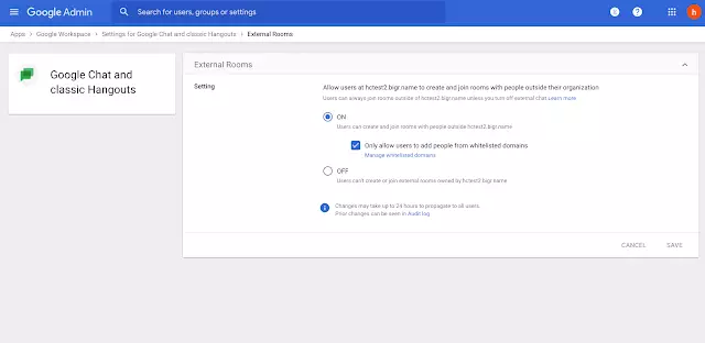 Externes Limit für Google Chat