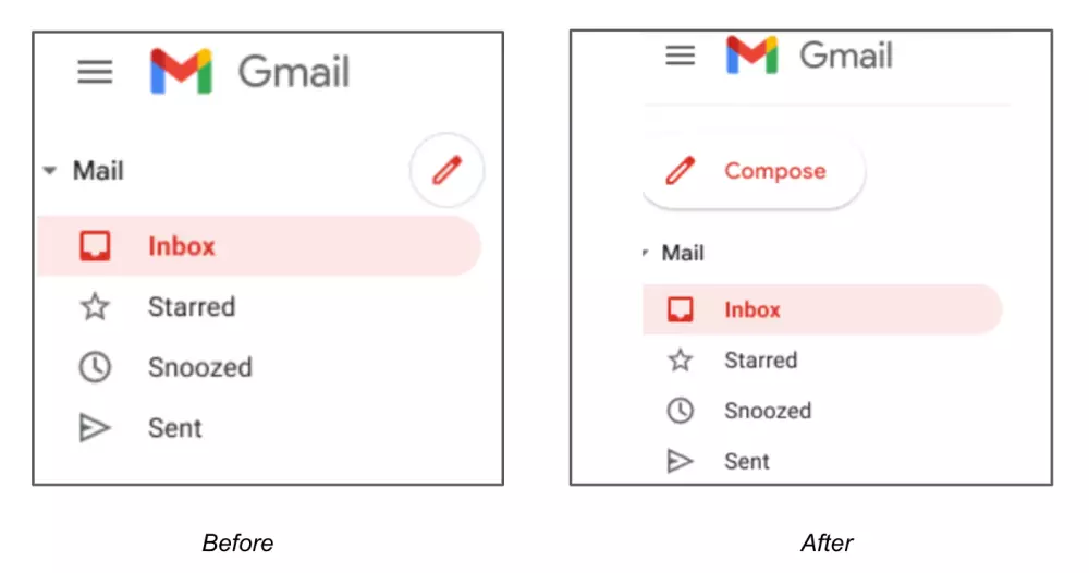 Gmail skrifa hnappinn