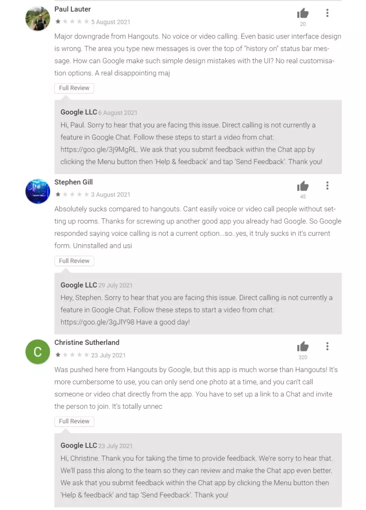 Google Chat entuk review dibom ing Play Store 2415_4