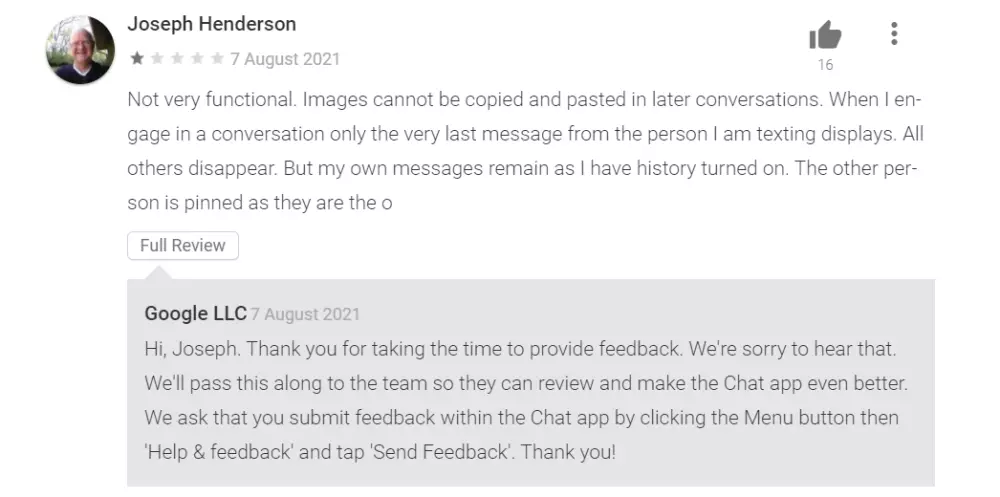 Google chatting review