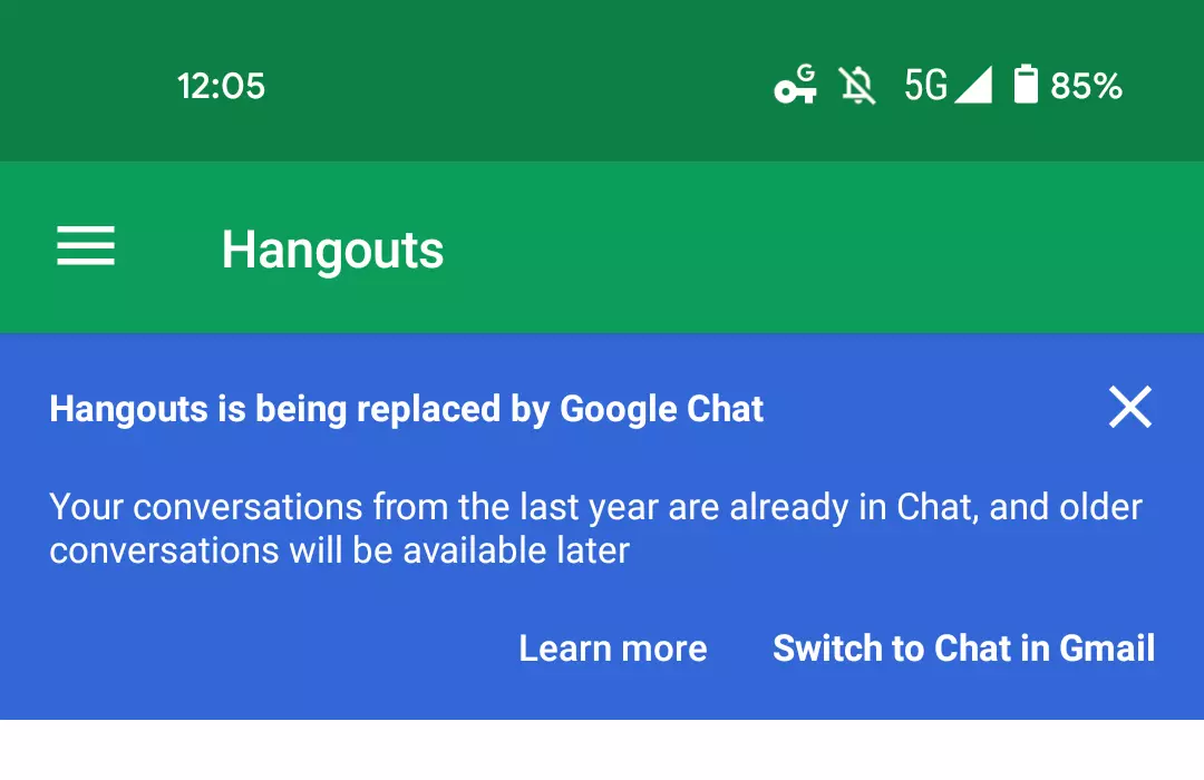 Hangouts kirjautuu ulos