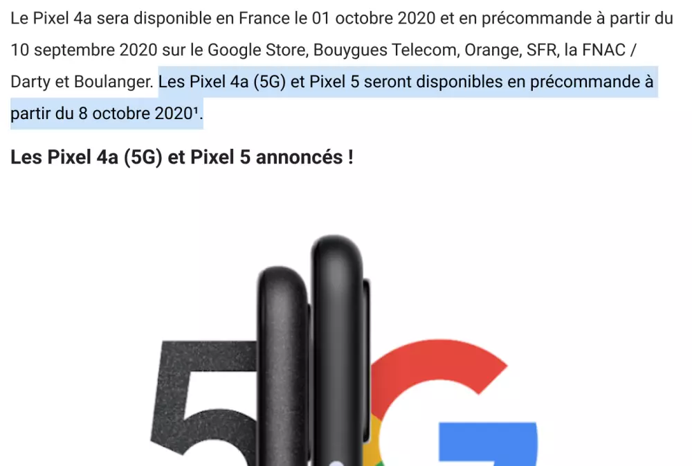 Startdatum von Pixel 5 und Pixel 4a (5G).