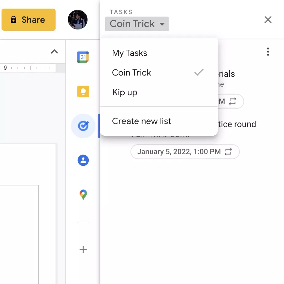 ແຖບດ້ານຂ້າງຂອງ Google Tasks ໄດ້ຮັບການອອກແບບລາຍການໃຫມ່, ຕາມທີ່ມັກ 2474_3