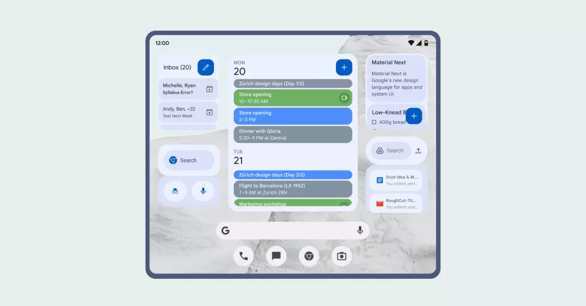 Lịch Google, Tin tức tải Android 12 Material You widget