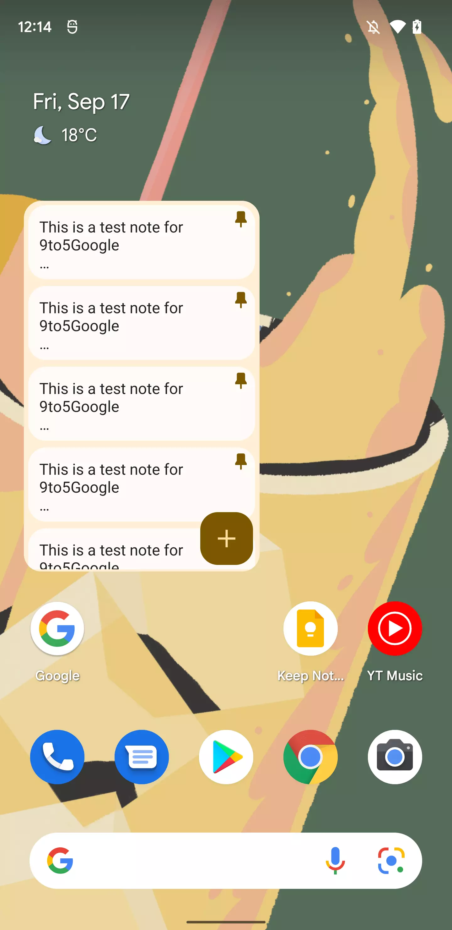 Tiện ích Google Keep Material You