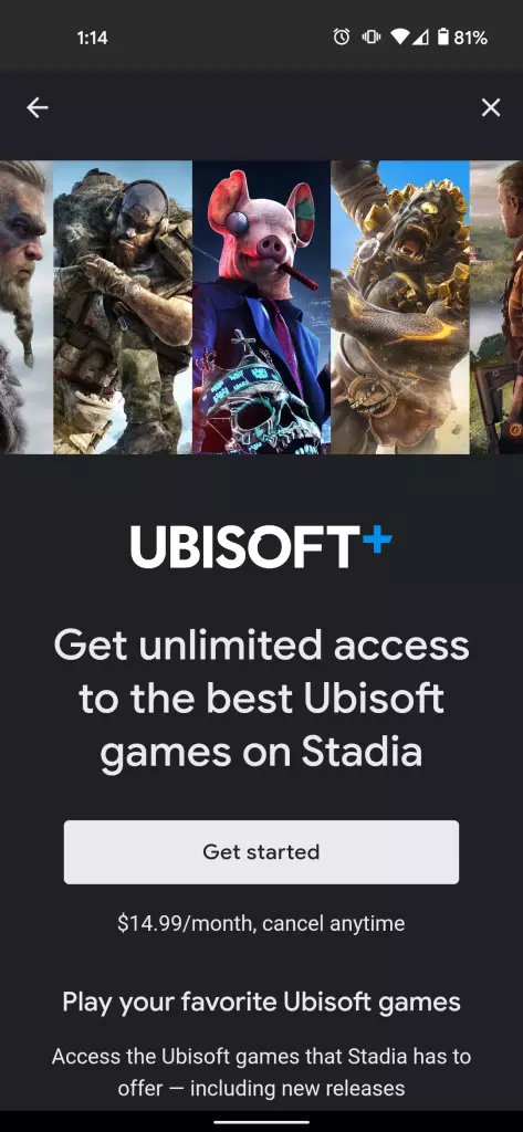 Orain Ubisoft+-ra harpidetu zaitezke Stadia aplikaziotik 25392_3