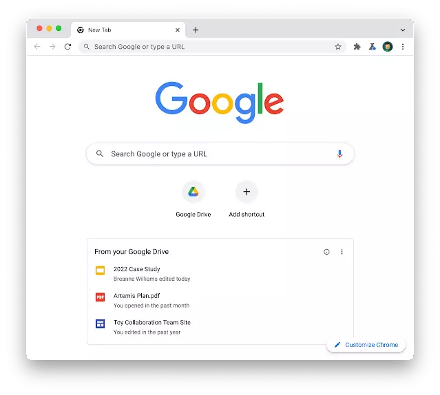 Chrome Tshiab Tab Google Drive