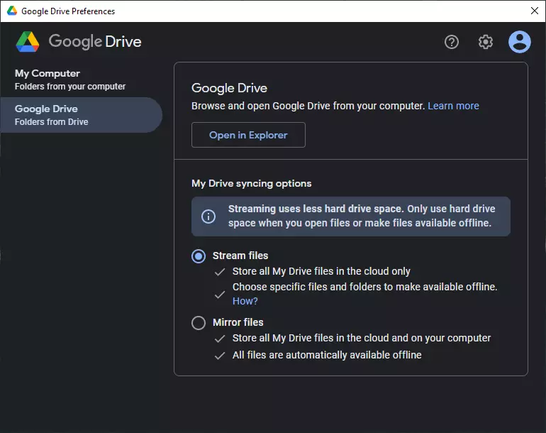 nouvo Google Drive Desktop